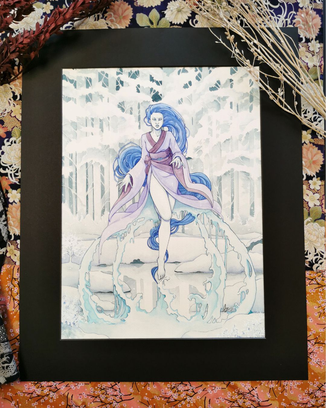 Yuki Onna | Aquarelle originale - Aemarielle - aquarelles féeriques